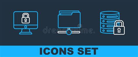 Set Line Server Security With Lock Lock On Computer Monitor And Ftp