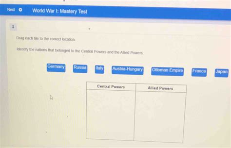 Solved Next World War I Mastery Test 3 Drag Each Tile To The Correct