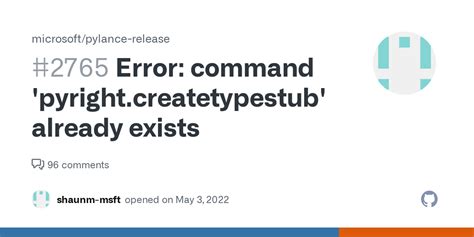 Error Command Pyrightcreatetypestub Already Exists · Issue 2765