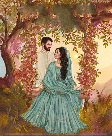 Pin By Umm E Hadi On Wedding Couple Illustration Wedding Girly Art