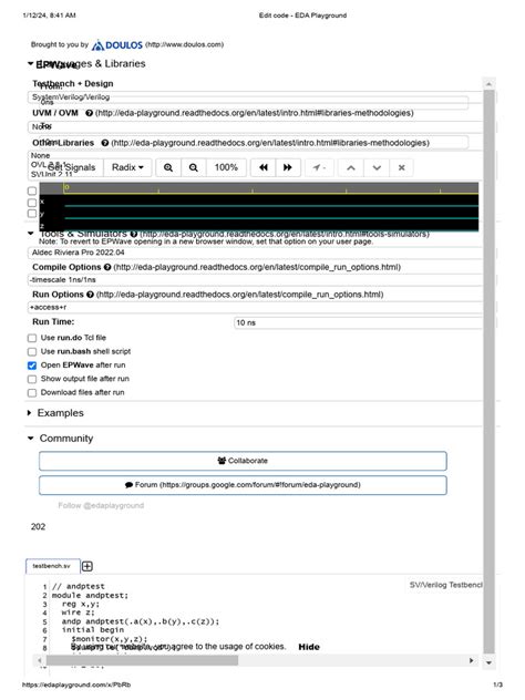 Edit Code Eda Playground Pdf Kernel Operating System Hardware
