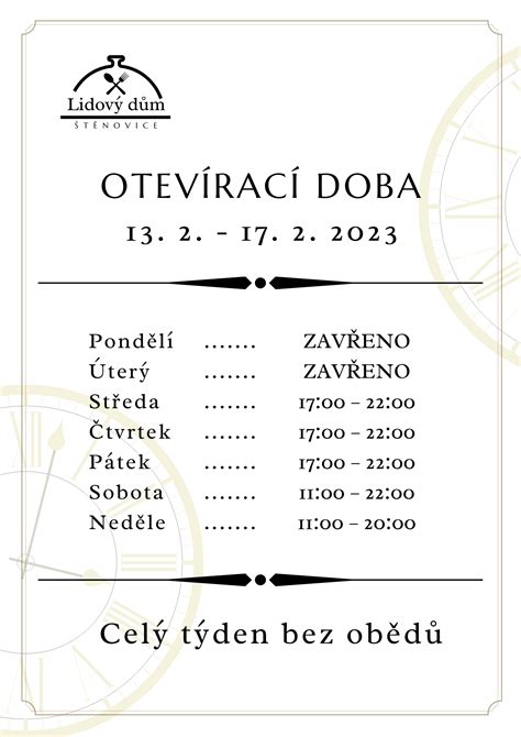 Otevírací doba Lidový dům Štěnovice