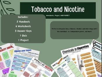 Tobacco And Nicotine Worksheets And Project Tpt