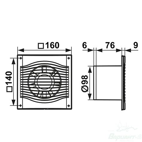 Вентилятор Era Slim 4C Matt black с обратным клапаном D=100 - Приточно ...