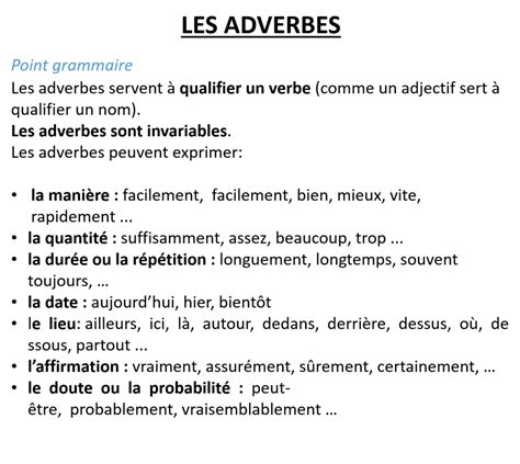 Les adverbes de manière
