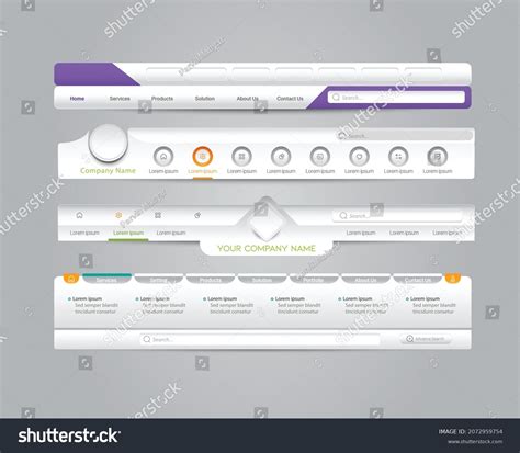Website Design Template Navigation Elements Icons Stock Vector Royalty Free 2072959754