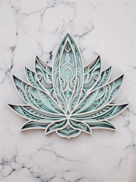 Lotus Flower Layered Wall Art Custom Colors Available Etsy