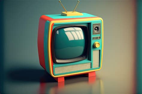 오래된 Tv 80년대 및 90년대 스타일의 복고풍 텔레비전 화려한 배경 생성 Ai 프리미엄 사진
