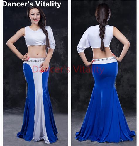New Belly Dance Clothes Sexy Modal Single Sleeves Top Long Skirt 2pcs