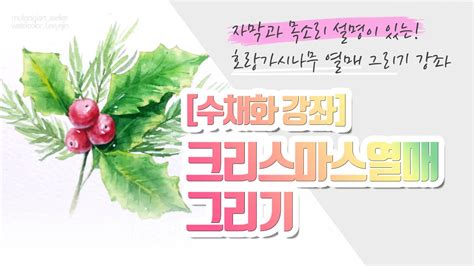 수채화 강좌 크리스마스 열매 그리기 호랑가시나무 열매 그리기 Youtube