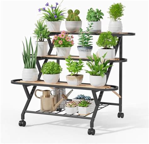 Plantenstandaard Metaal Met 3 Niveaus Plantenrek Bloemenrek Voor