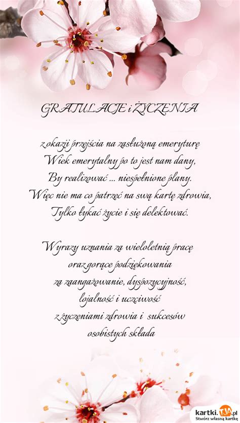 Gratulacje I Życzenia Z Okazji Przejścia Na Zasłużoną Emeryturę Wiek Emerytalny Po To Jest Na