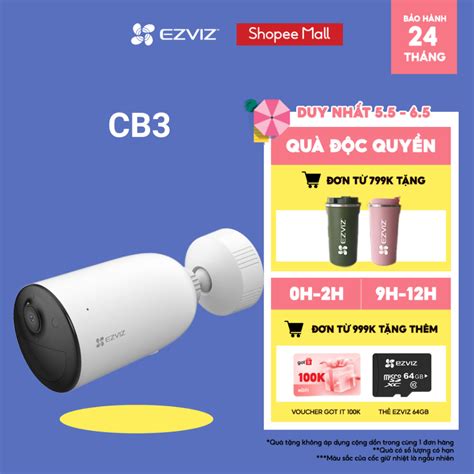 Nhập Elez55 Giảm 10 Tối đa 120k Camera Wi Fi Ezviz Cb3 Ngoài Trời