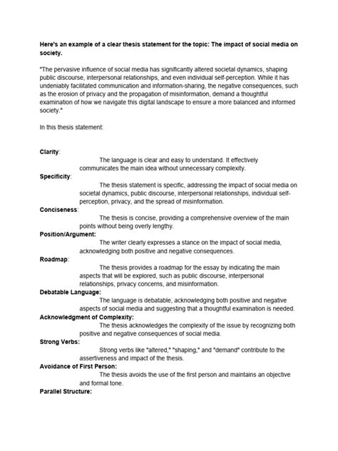 Thesis Statement Writing Pdf Social Media Popular Culture And Media