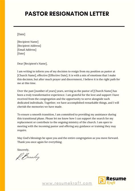 How To Write A Pastor Resignation Letter With Samples Church Pastor