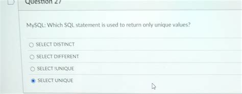 Solved Mysql Which Sql Statement Is Used To Return Only