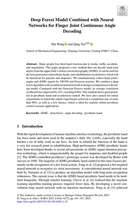 Pdf Deep Forest Model Combined With Neural Networks For Finger Joint Continuous Angle Decoding