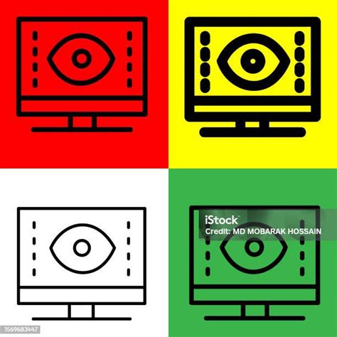 컴퓨터 모니터 또는 Tv 아이콘입니다 인공 지능 컬렉션의 컴퓨터 벡터 아이콘입니다 개요 스타일 모니터 컴퓨터 또는 Tv