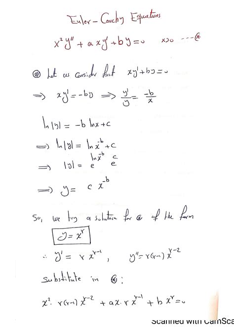 Solution 12 Euler Cauchy Equation Studypool