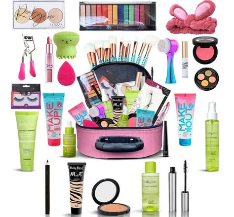 Kit De Maquiagem Ruby Rose Kit Skin Care E Maleta Completo Ruby