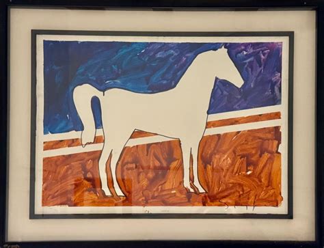 „cavallo Von Mario Schifano Signiert Öl Auf Leinwand Gebraucht In