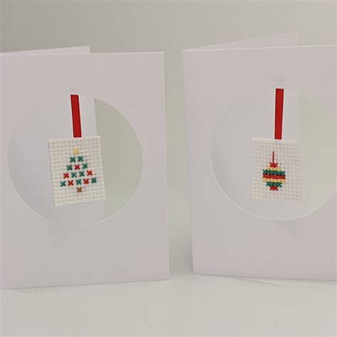 Christmas Cross Stitch Cards Etsy Uk