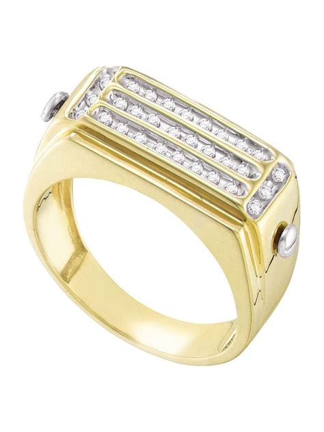 Fb Jewels 10kt Yellow Gold Mens Round Diamond Cluster Ring 14 Cttw