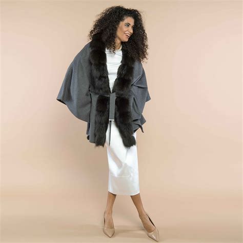 Capa Casmir Gri Cu Blana Naturala Zibelina 90cm