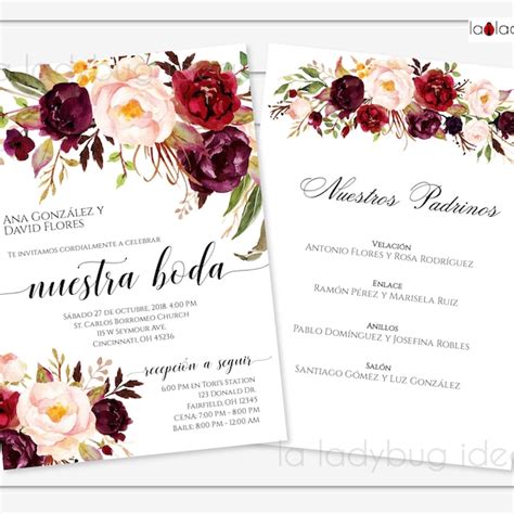 Invitaciones De Boda En Espanol Etsy