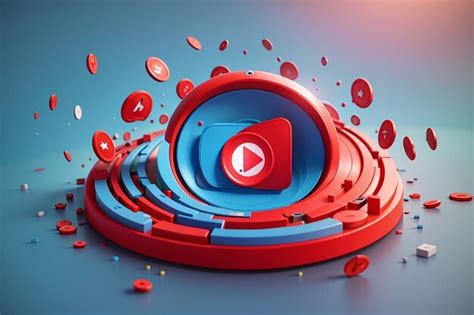 premium ai image 3d social media play video in background red round