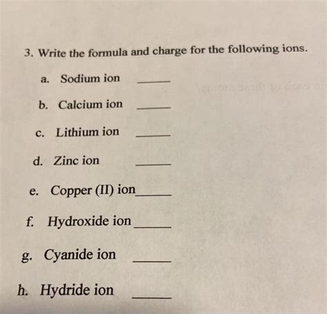 Solved Write The Formula And Charge For The Following Chegg Com
