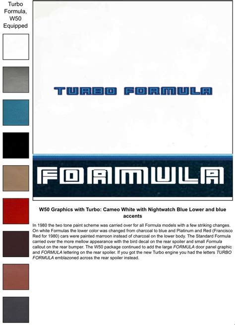1980 pontiac firebird models lineup color code reference guide in 2022