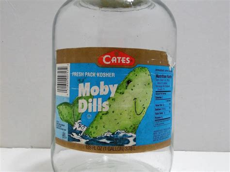 Glass Pickle Jar And Lid Cates Moby Dills Label Large One Gallon Display Storage 1888348826