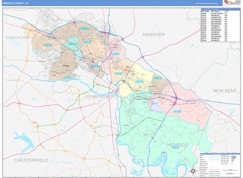 Henrico County Va Wall Map Color Cast Style By Marketmaps Mapsales