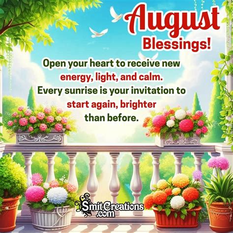 August Month Greetings And Blessings For A Fresh Start Smit Creations
