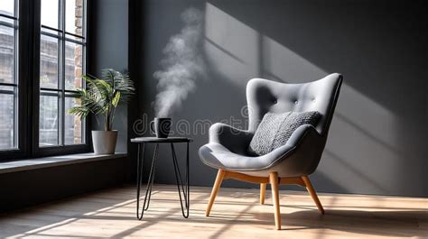 Cozy Armchair By The Window With Soft Morning Light And Steaming Mug
