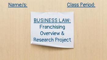 BUSINESS LAW Franchising Overview Research Project TPT