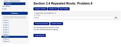 Solved Section 34 Repeated Roots Problem 8 User Settings