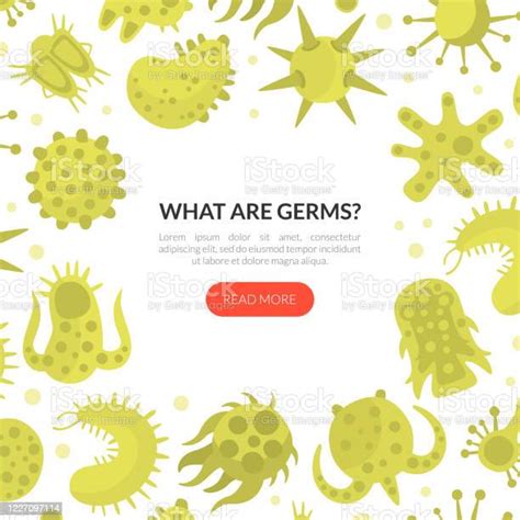 무엇 입니다 세균 방문 페이지 템플릿 병원체 박테리아 미생물 웹 사이트 홈페이지 만화 벡터 일러스트 개념에 대한 스톡 벡터 아트