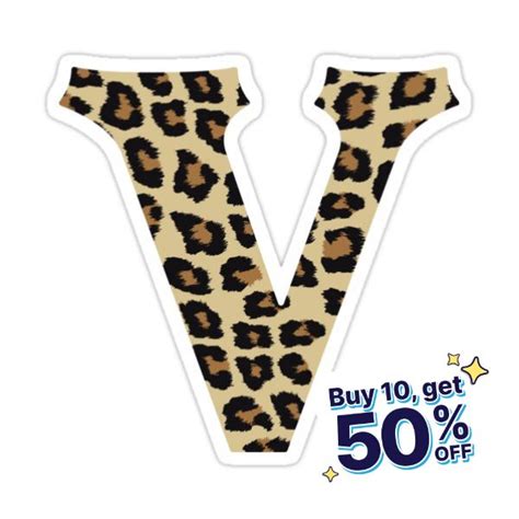 Letter V Leopard Cheetah Monogram Initial Sticker For Sale By