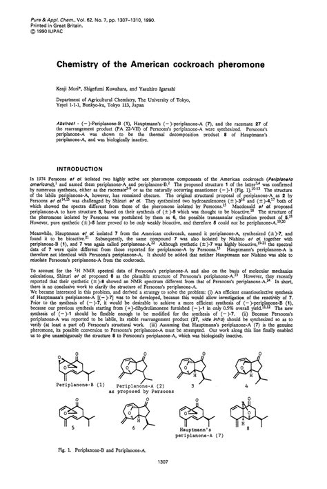 Pdf Chemistry Of The American Cockroach Pheromone