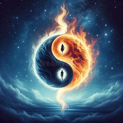 Yin Yang Flame Symbol Yin Yang On Space Background Twin Flam Logo