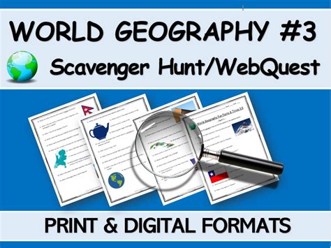 World Geography 3 Scavenger Hunt Webquest Teaching Resources