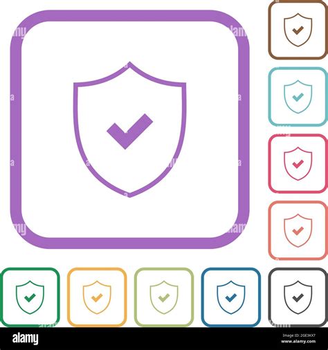 active security outline simple icons in color rounded square frames on