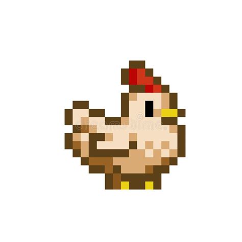 Pixel Art 8 Bit Frango Marrom ícone Galinha Ilustração Isolada Do Vetor