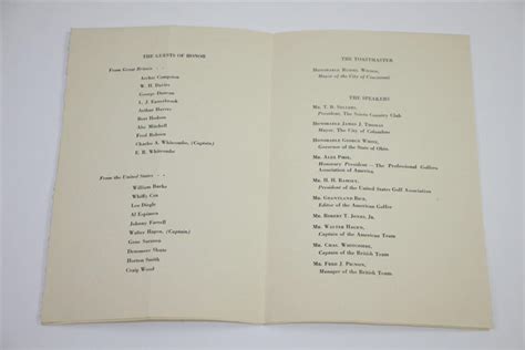 Lot Detail 1931 Ryder Cup Team Matches At Scioto Country Club Dinner Menu Great Condition