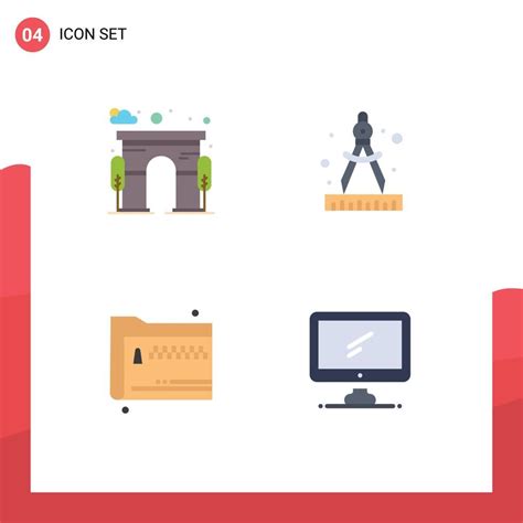 Mobile Interface Flat Icon Set Of Pictograms Of Architecture Files