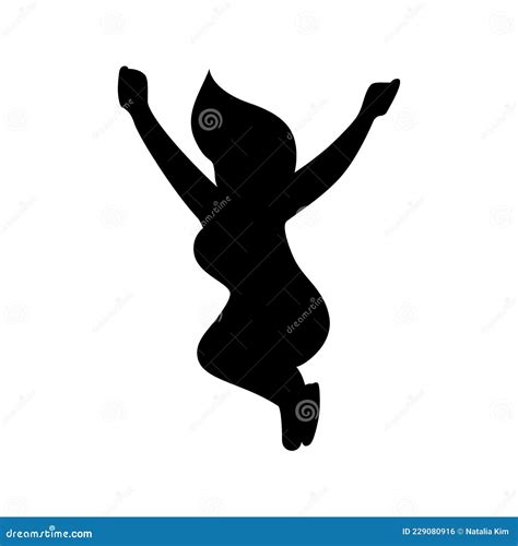 Une Jeune Fille Joyeuse Noire Silhouette Sautant Avec Les Mains Vers Le