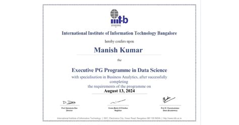 Executive Pg Programme In Data Sciencejuly 2023iiit B And Manish Kumar