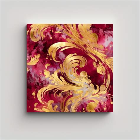 Cuadro Baño Abstracto Rubí Y Oro Estilo Artístico Compra Online